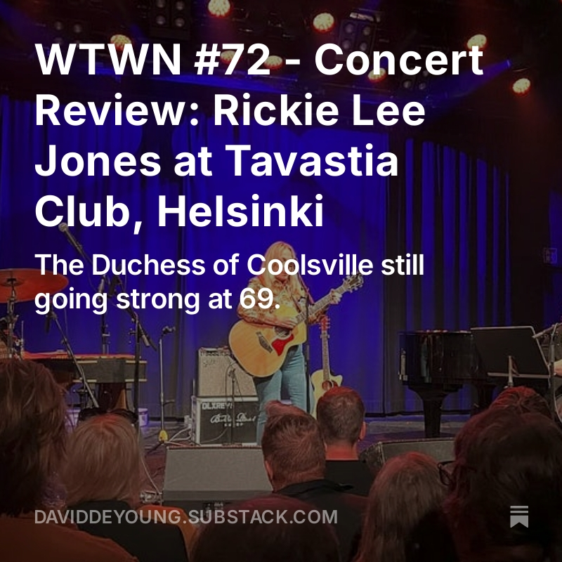 WTWN #72 – Concert Review – Rickie Lee Jones at Tavastia Club, Helsinki ...